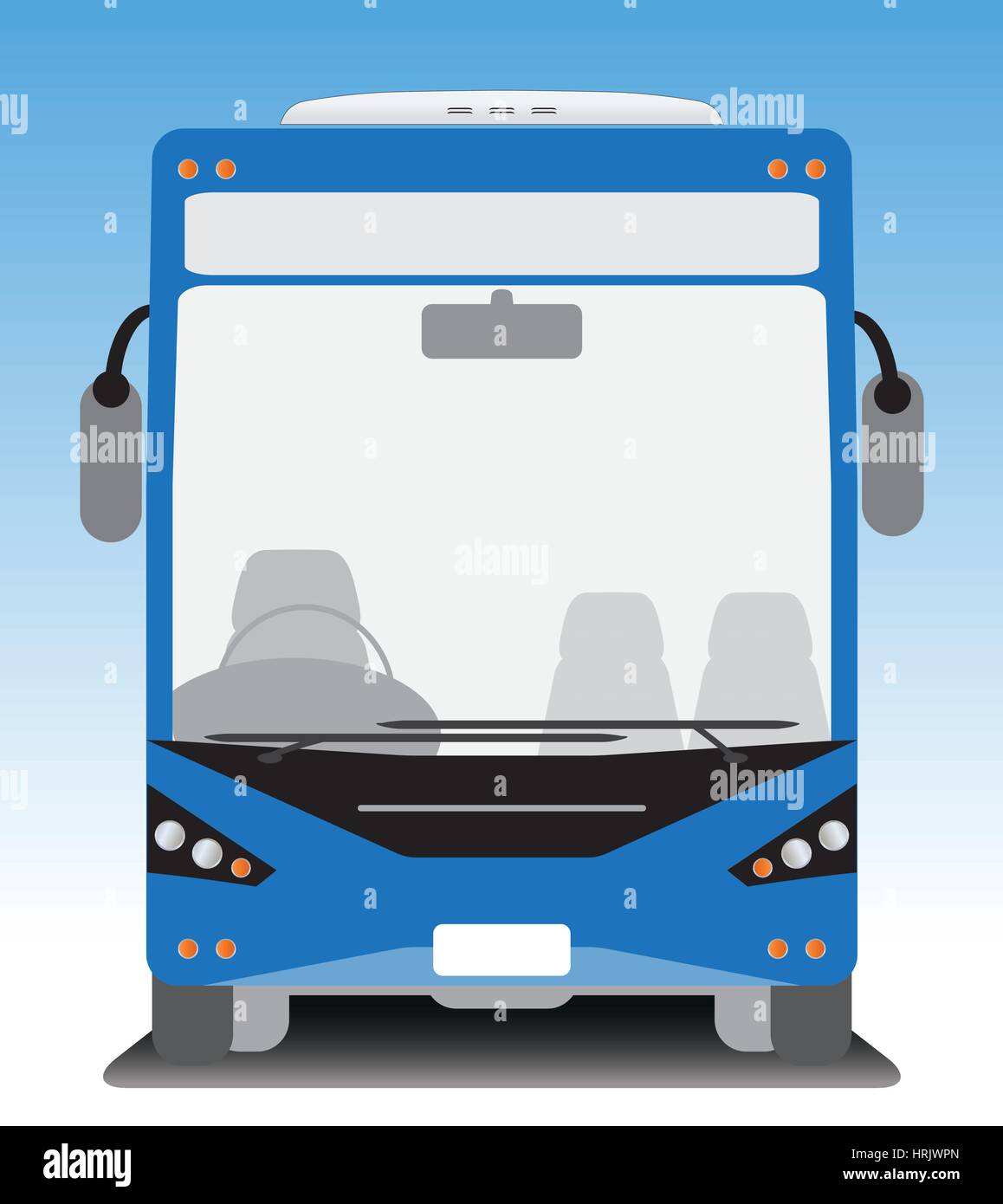 Front view of Tourist bus on blue sky background Stock Vector Image ...