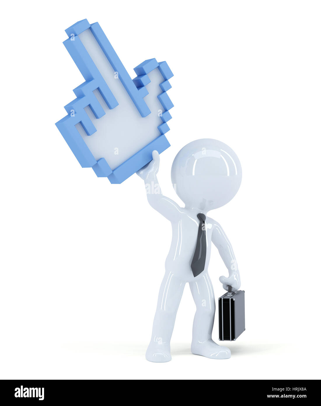 Businessman with pixel mouse cursor. Isolated. Contains clipping path ...