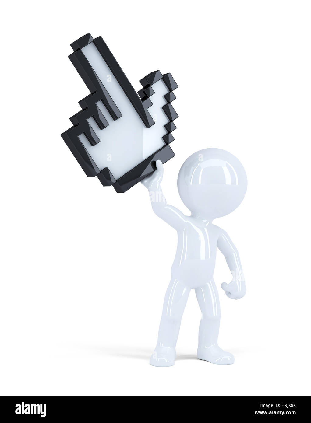 Man with huge pixel pointer. Isolated. Contains clipping path Stock ...