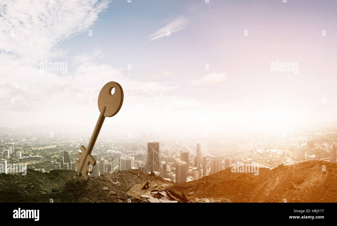 Conceptual background image of concrete key sign and natural lan Stock ...
