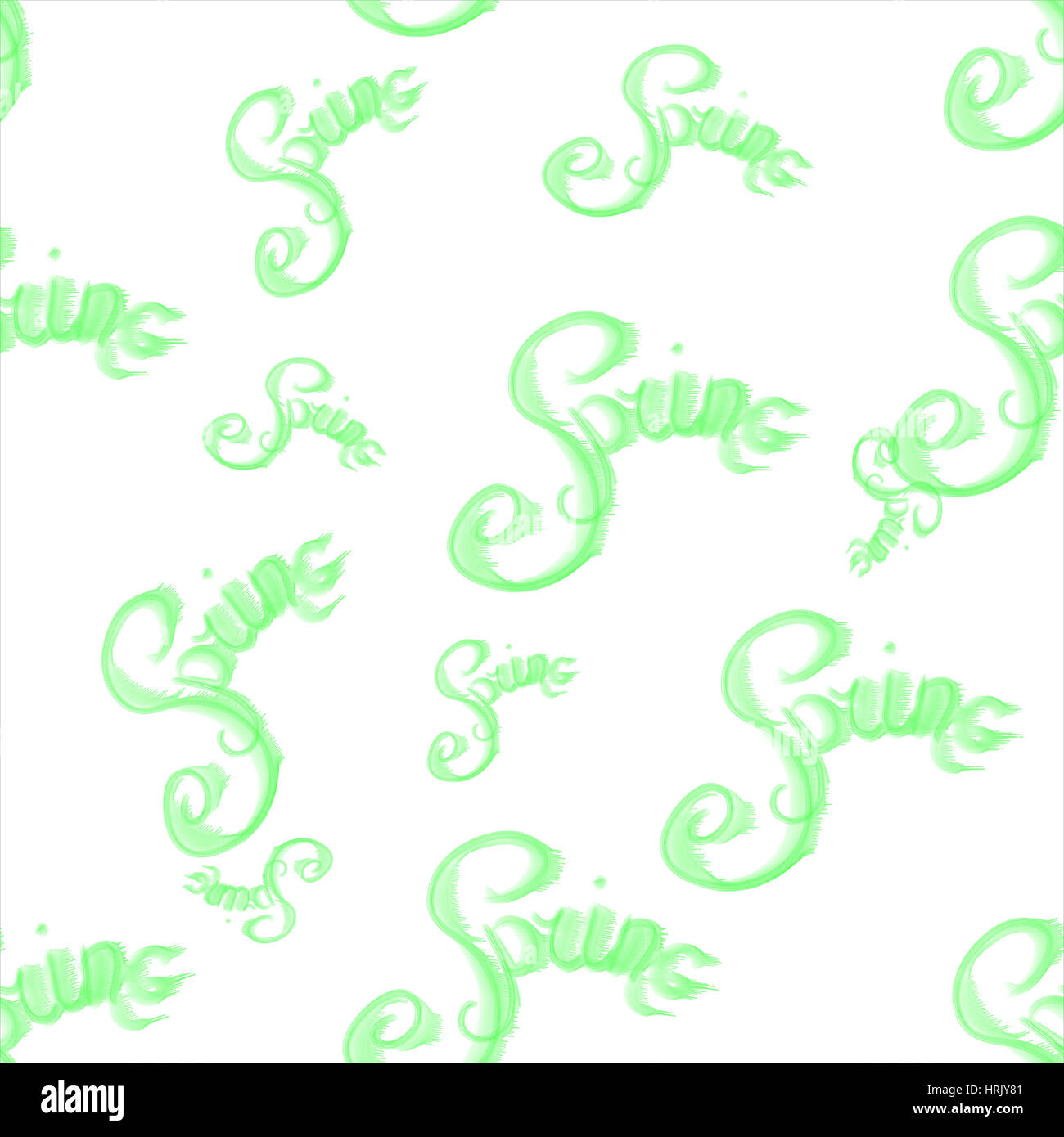 Spring green watercolor lettering word isolated on white background ...