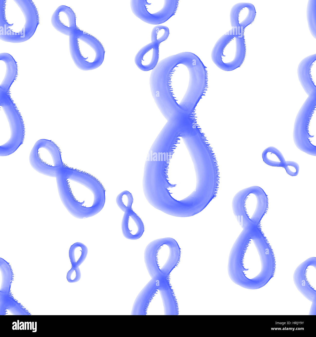 blue 8 eight numbers hand draw by watercolor isolated on bright ...