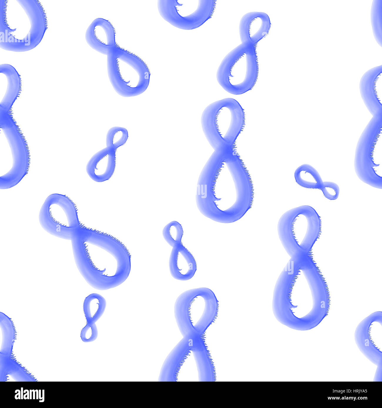 blue 8 eight numbers hand draw by watercolor isolated on bright ...