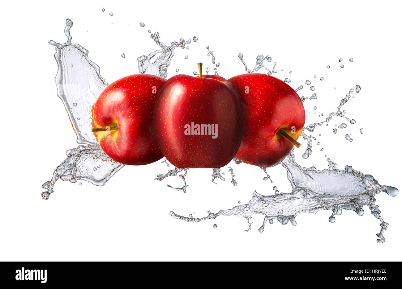 Water splash and fruits isolated on white backgroud. Fresh apple Stock ...