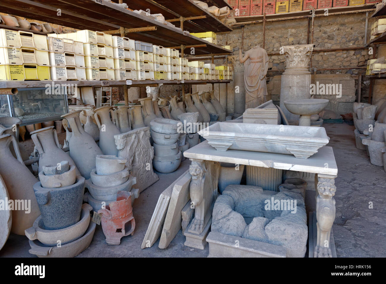Storage room with archaeological pieces, archaeological findings ...