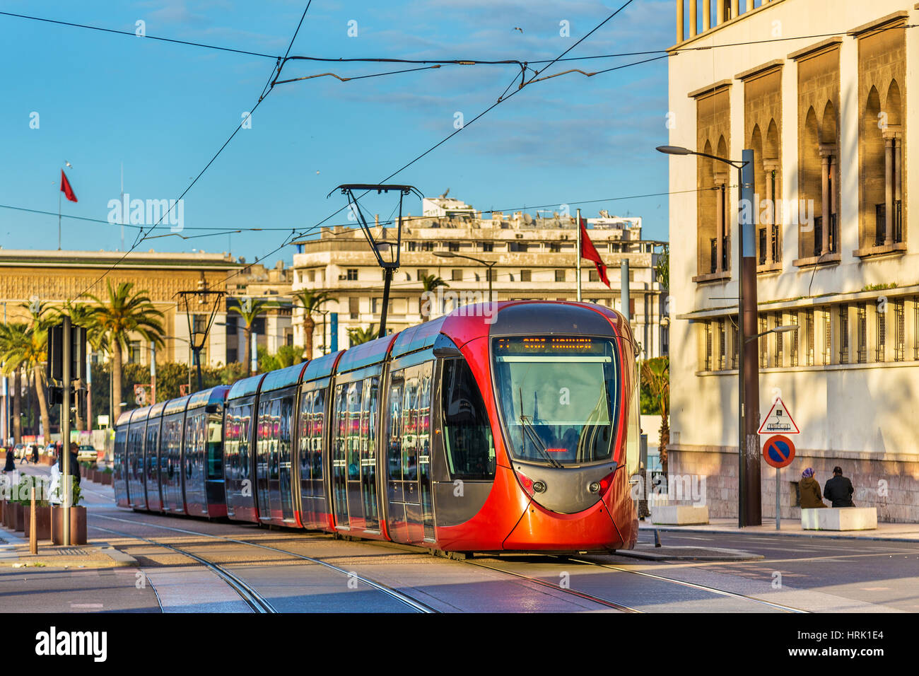 City tram on a street of Casablanca in Morocco Stock Photo - Alamy