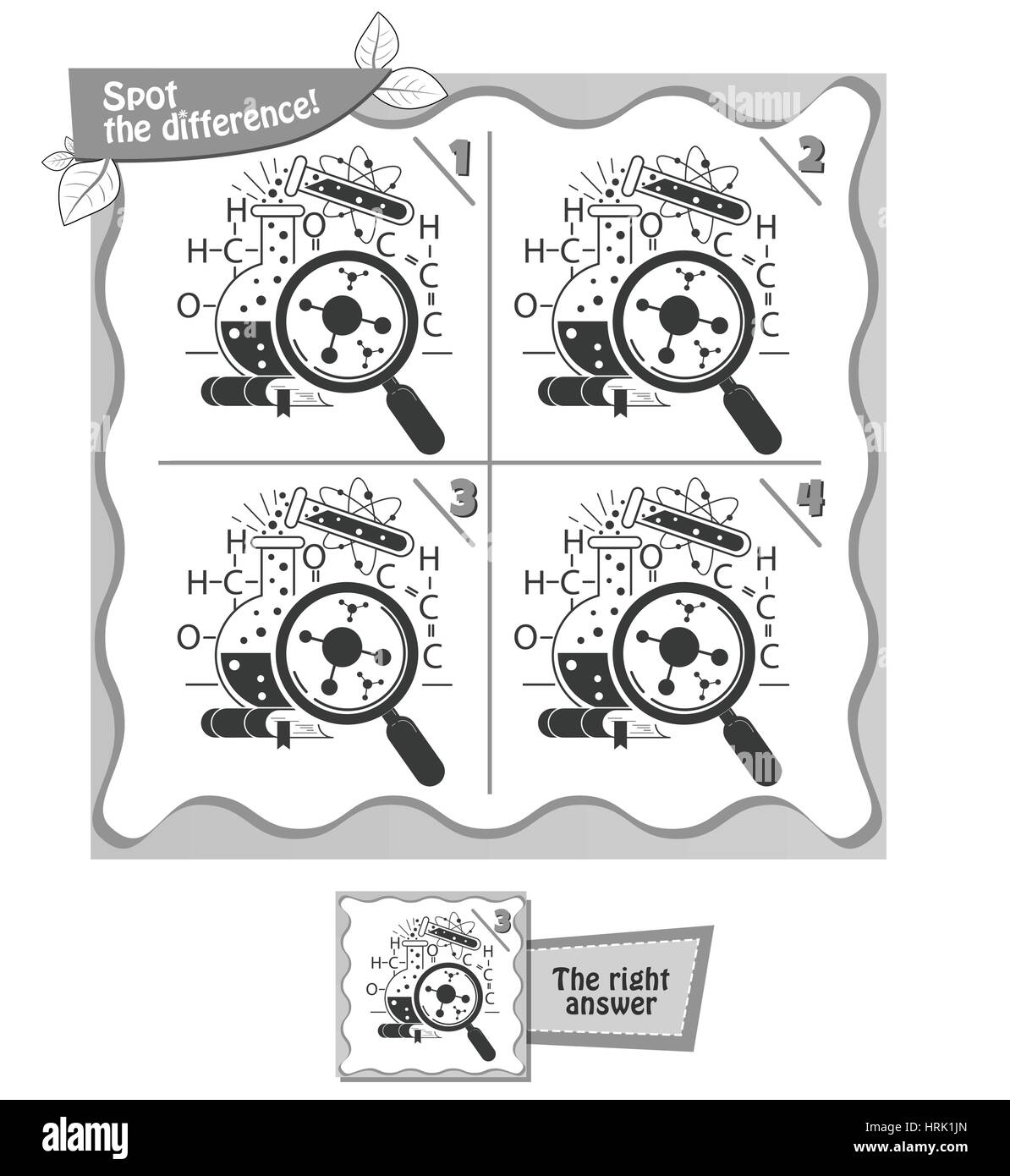 Spot the difference puzzle Black and White Stock Photos & Images - Alamy