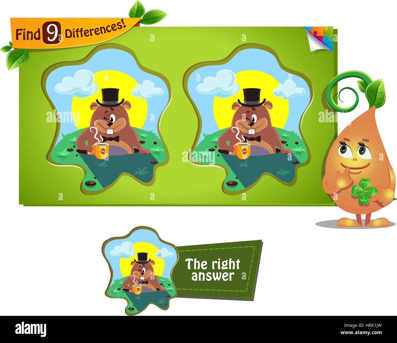 visual game for children and adults. Task to find 9 differences ...