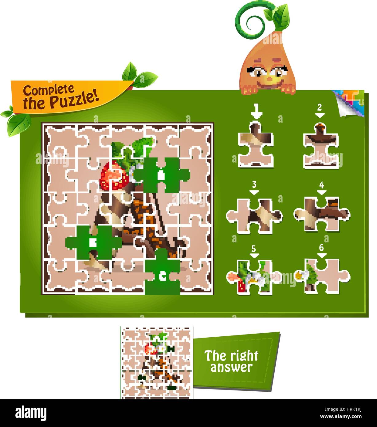 visual game for children and adults. Task complete the puzzle! Letters ...