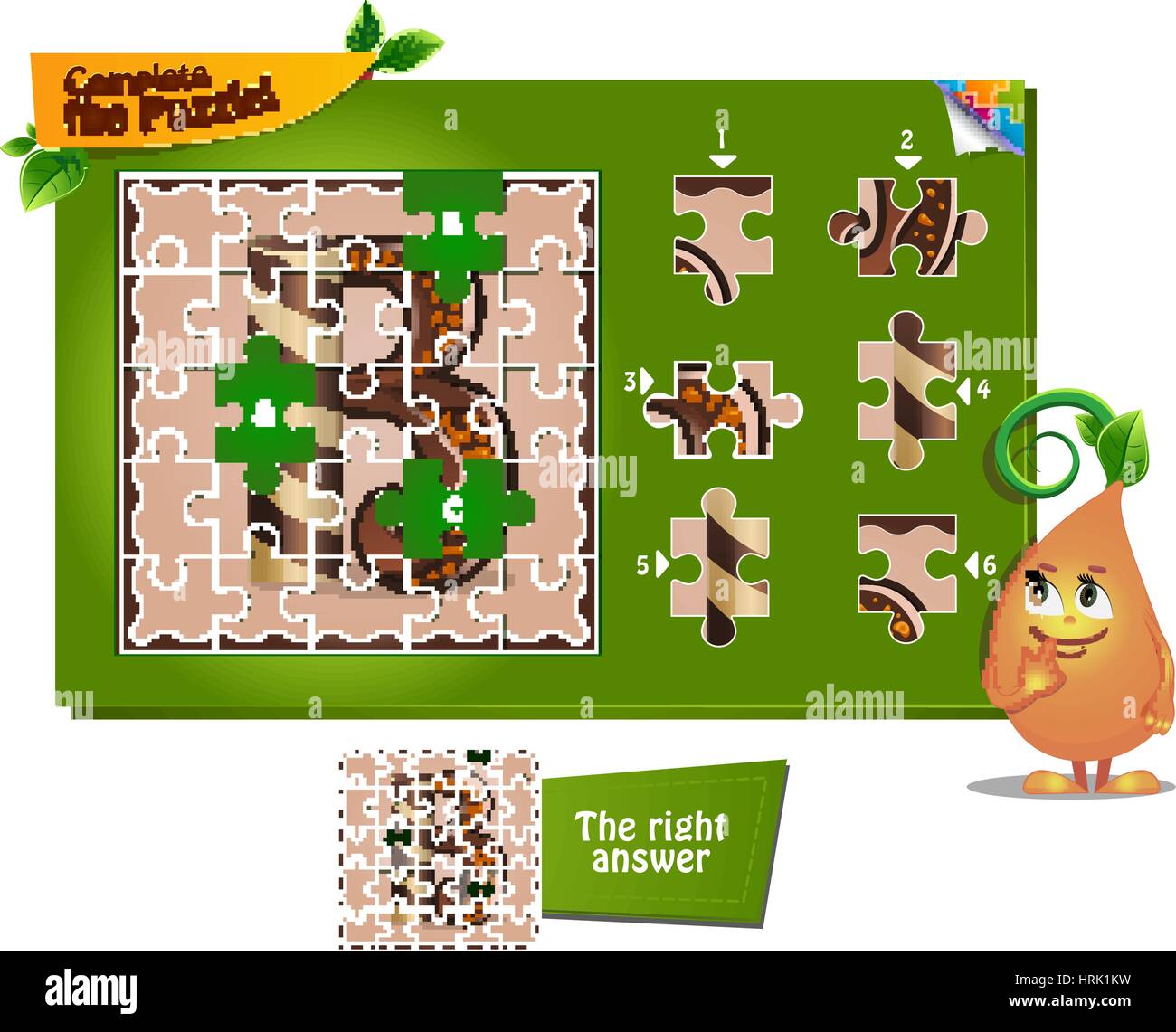 visual game for children and adults. Task complete the puzzle! Letters ...