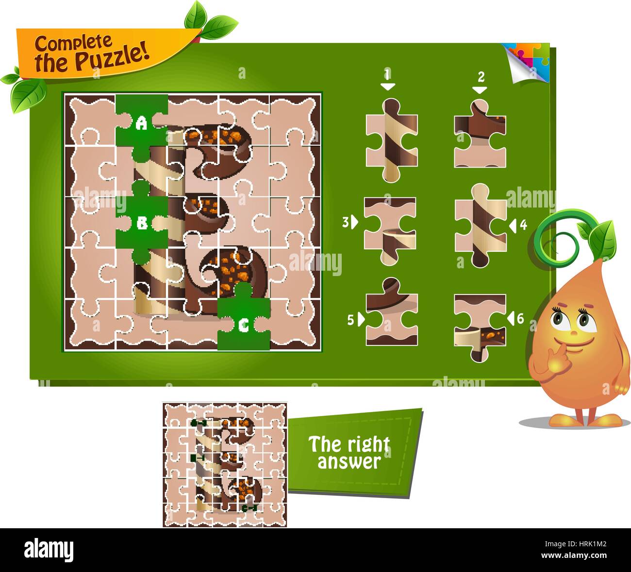 visual game for children and adults. Task complete the puzzle! Letters ...