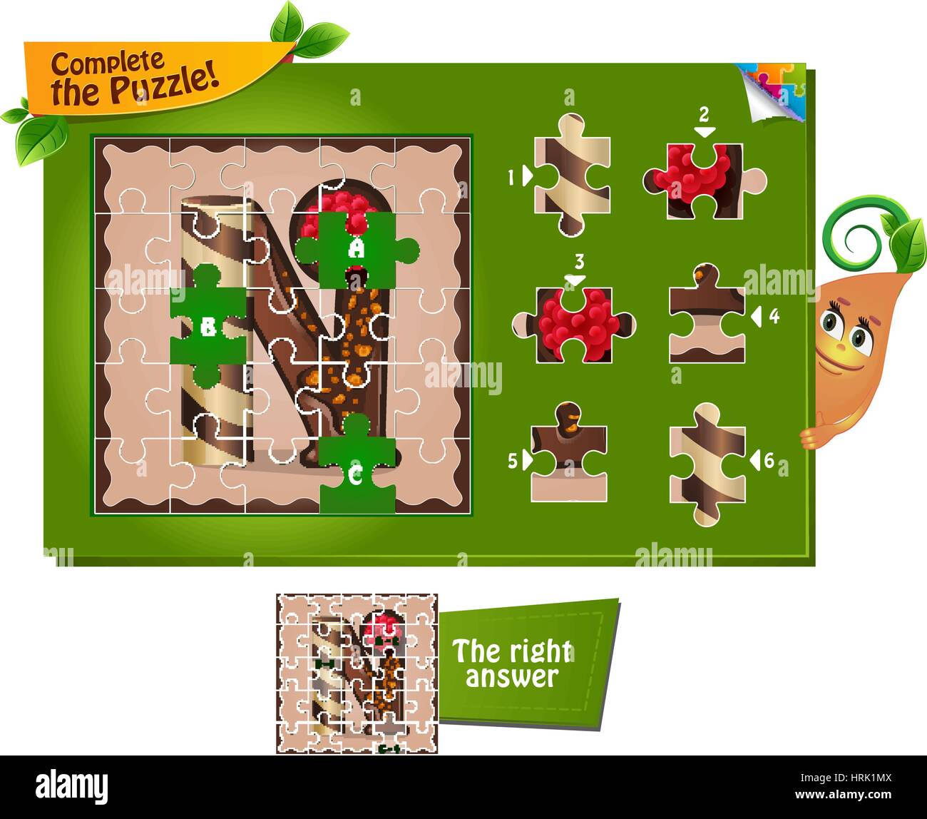 visual game for children and adults. Task complete the puzzle! Letters ...