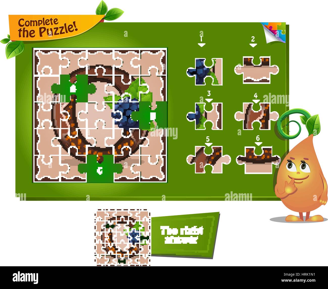 visual game for children and adults. Task complete the puzzle! Letters ...