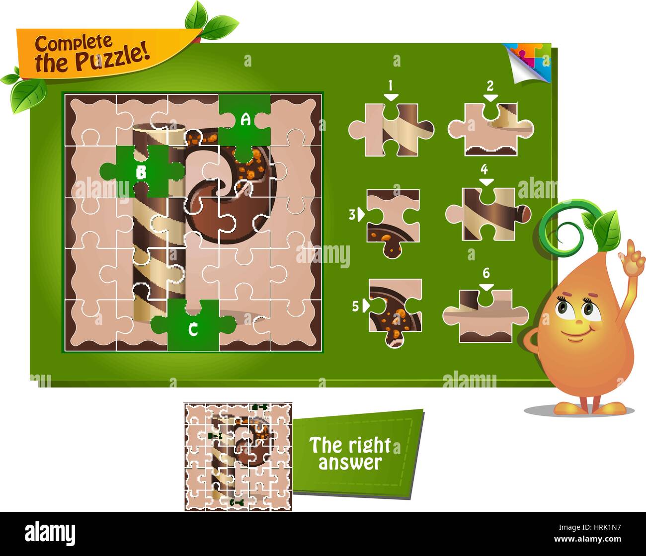 visual game for children and adults. Task complete the puzzle! Letters ...