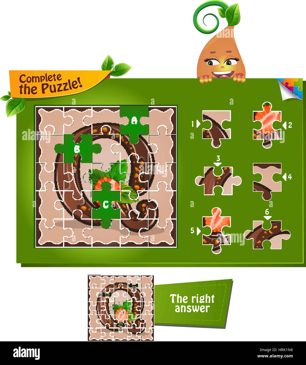 visual game for children and adults. Task complete the puzzle! Letters ...