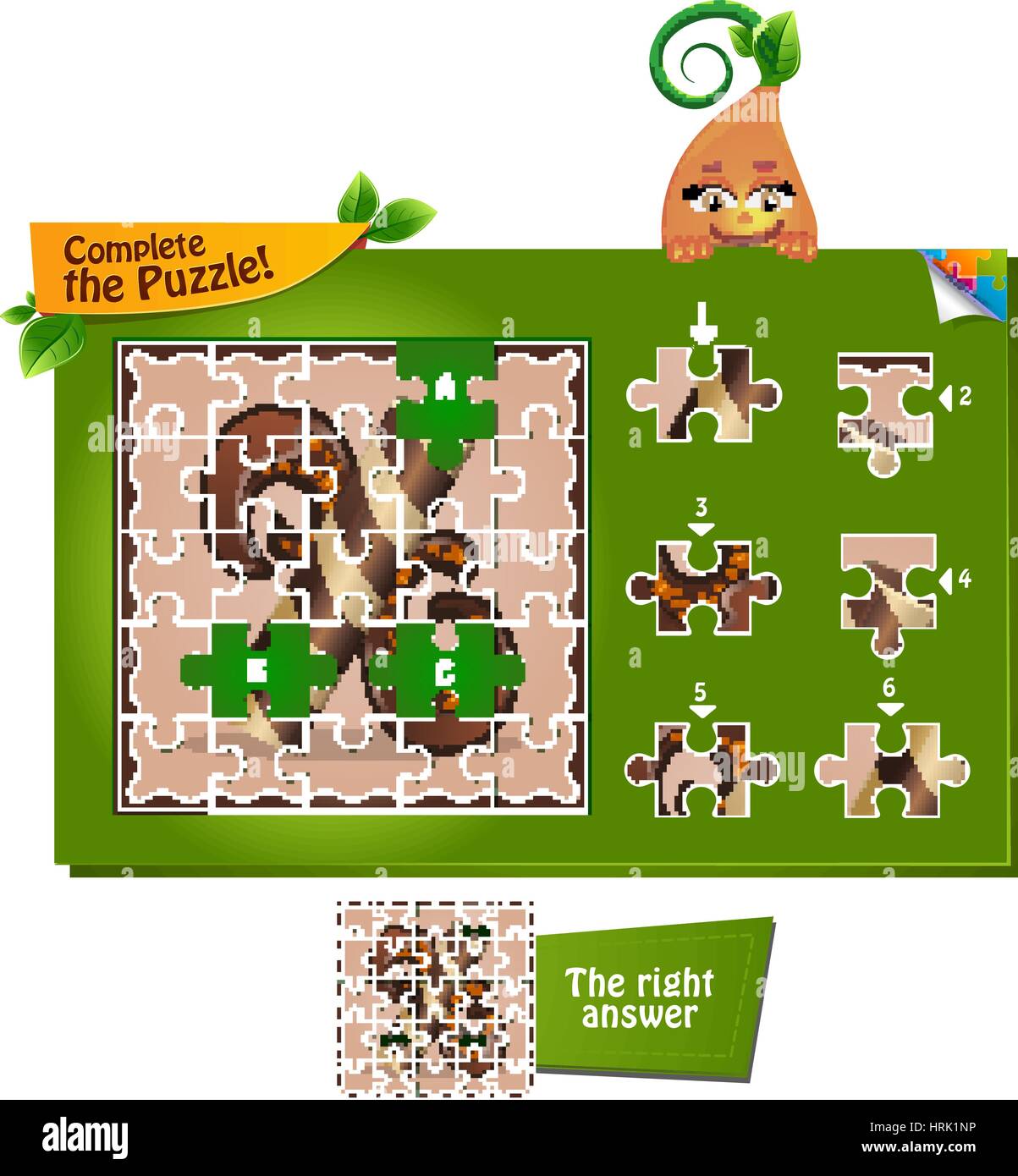 visual game for children and adults. Task complete the puzzle! Letters ...
