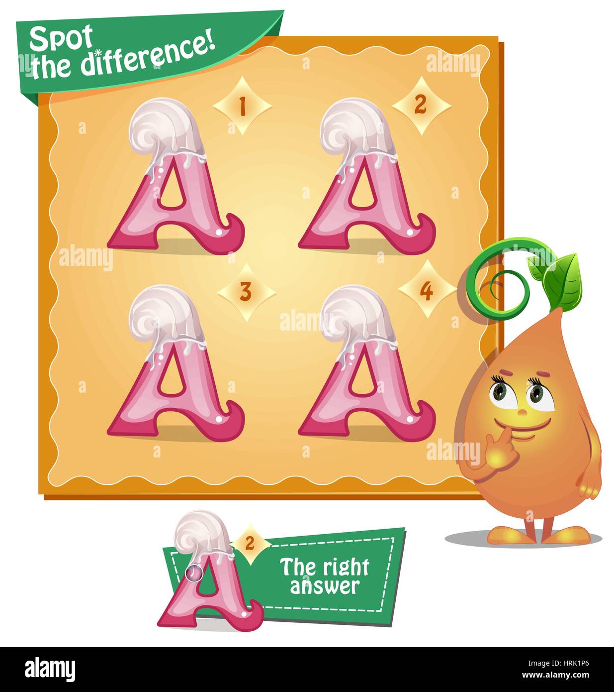 Visual Game for children. Task: Spot the difference letters a Stock ...