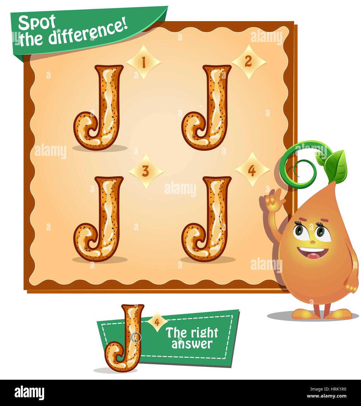 Visual Game for children. Task: Spot the difference letters j Stock ...