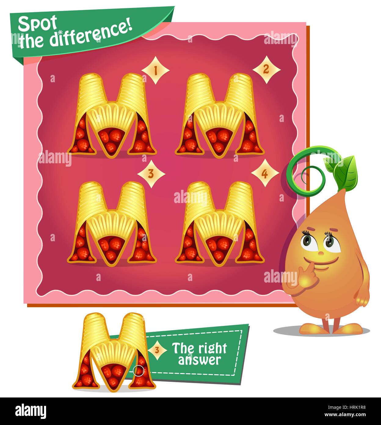 Visual Game for children. Task: Spot the difference letters m Stock ...