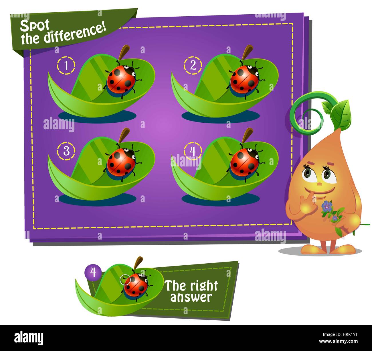 Visual Game for children. Task: Spot the difference ladybird Stock ...