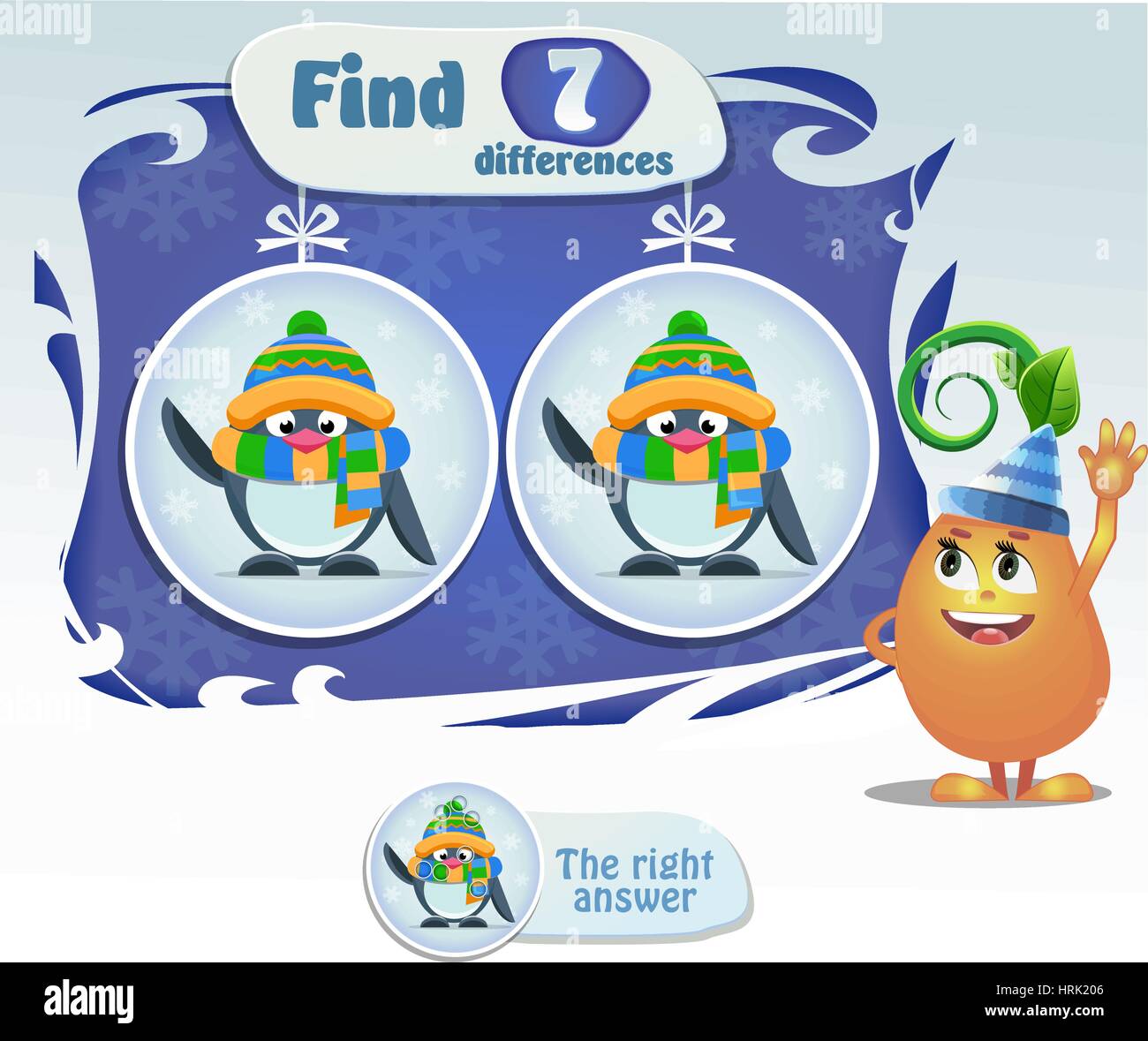 Visual Game for children. Task: find 7 differences penguin Stock Vector ...