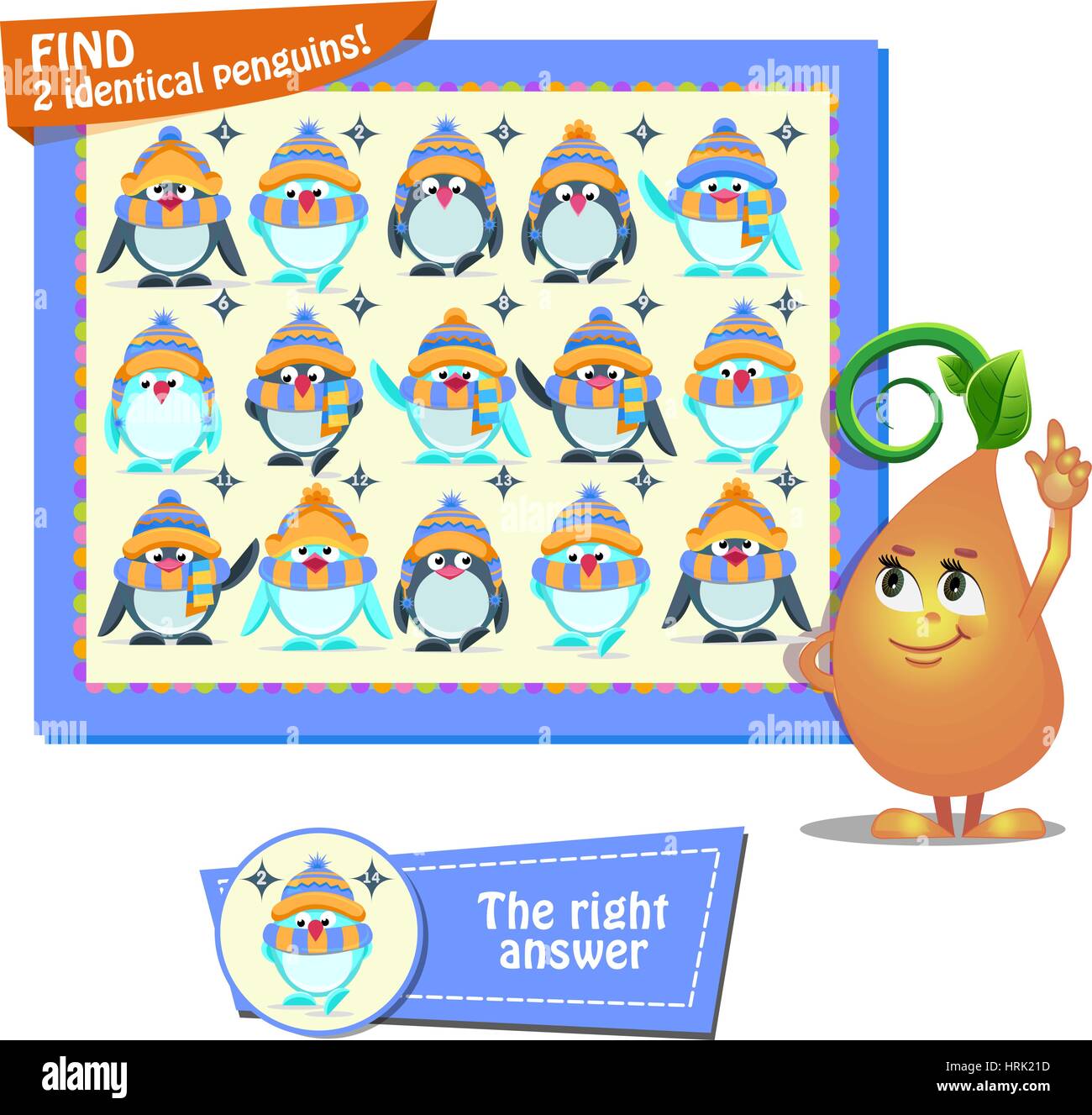 Visual Game for children. Task: find two identical penguins Stock ...