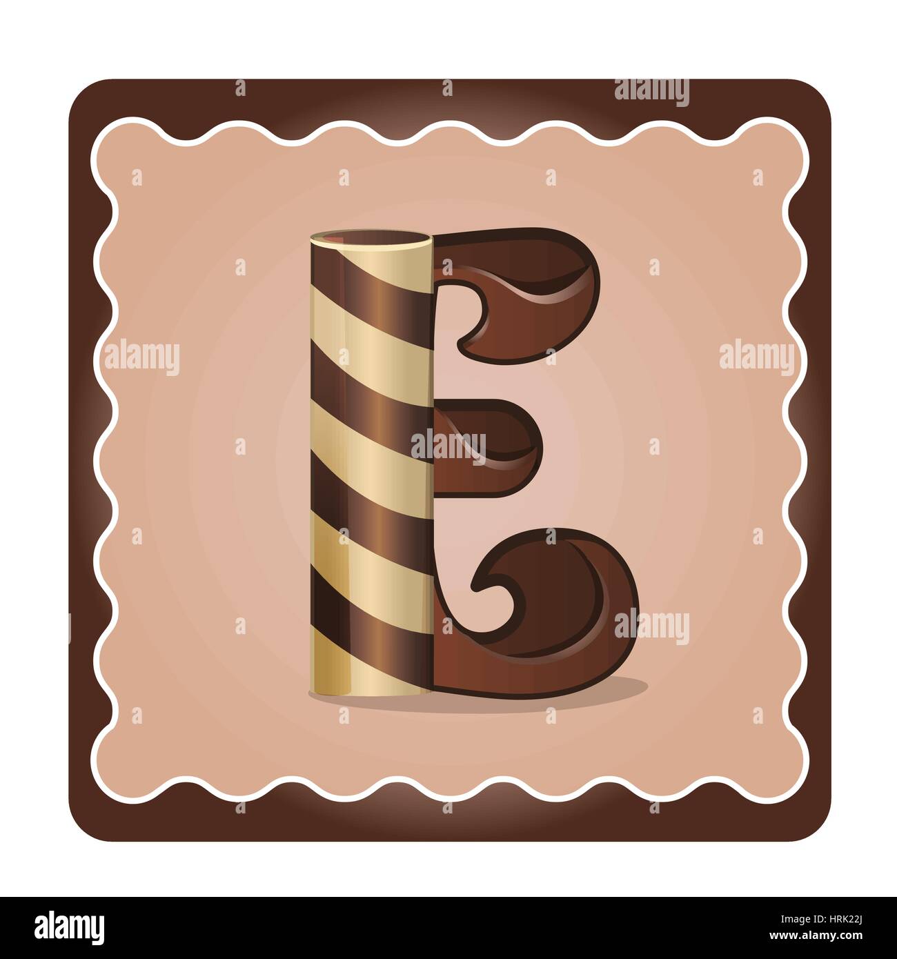 Cards for children for learning the alphabet. Letter e as chocolate, in ...