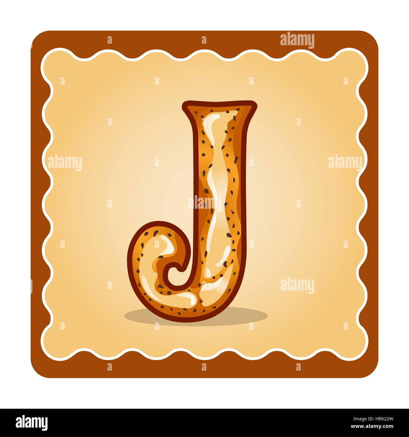 Cards for children for learning the alphabet. Letter j as chocolate, in ...