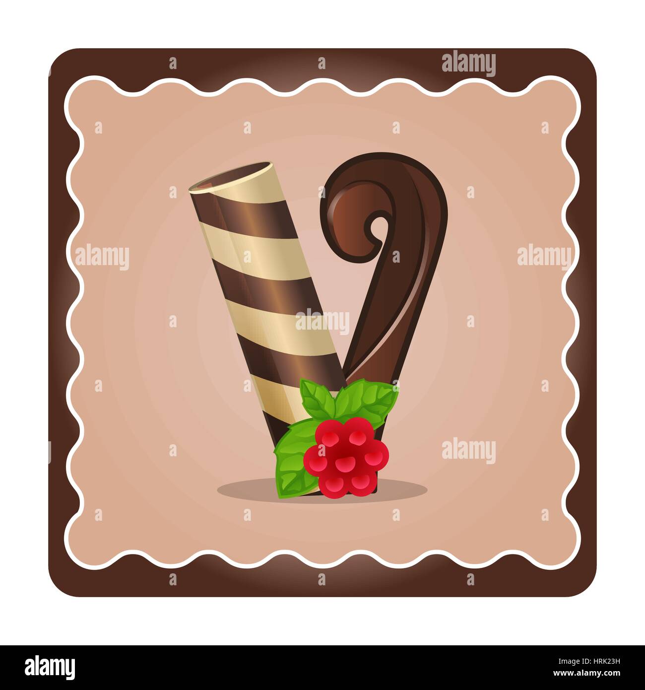 Cards for children for learning the alphabet. Letter v as chocolate, in ...
