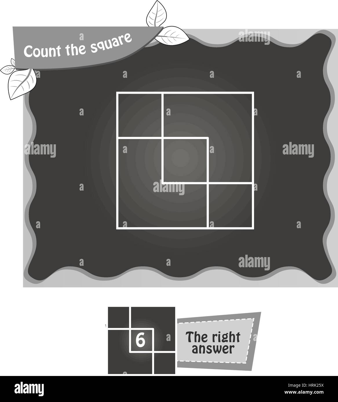 visual game for children. Task: count the squares. black and white ...