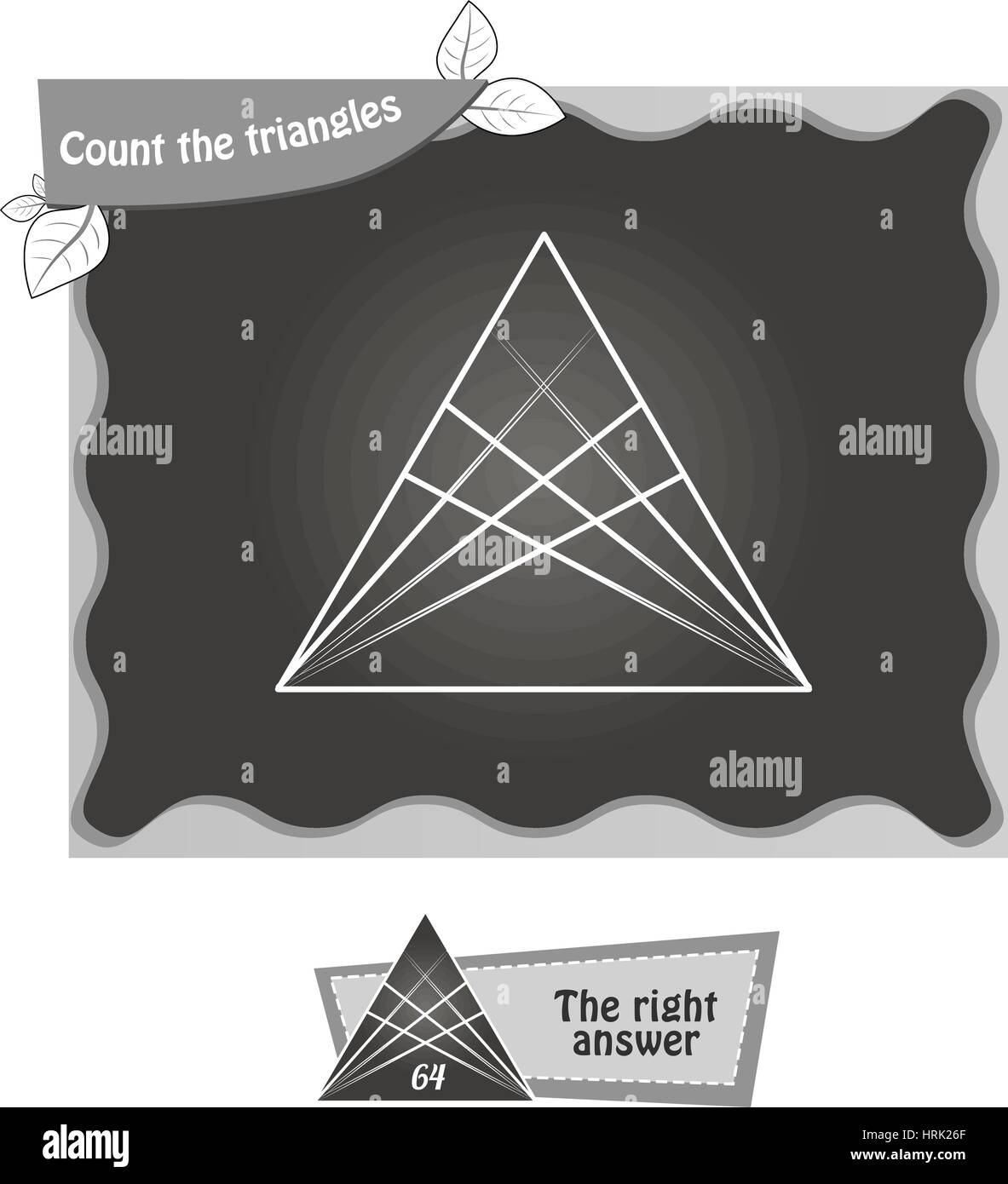 visual game for children. Task: count the triangles. black and white ...