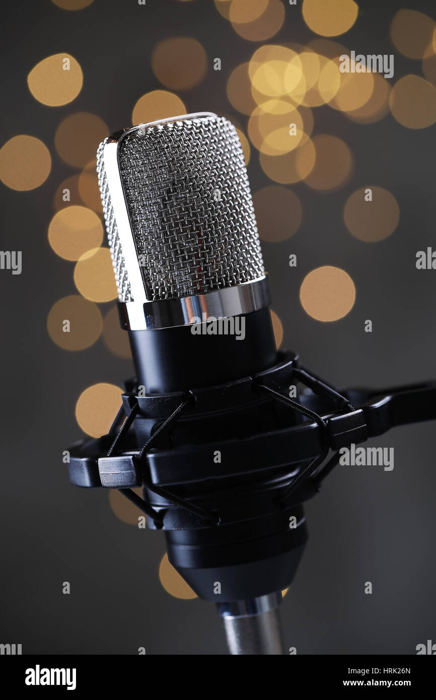 Sound studio. Microphone in close-up Stock Photo - Alamy