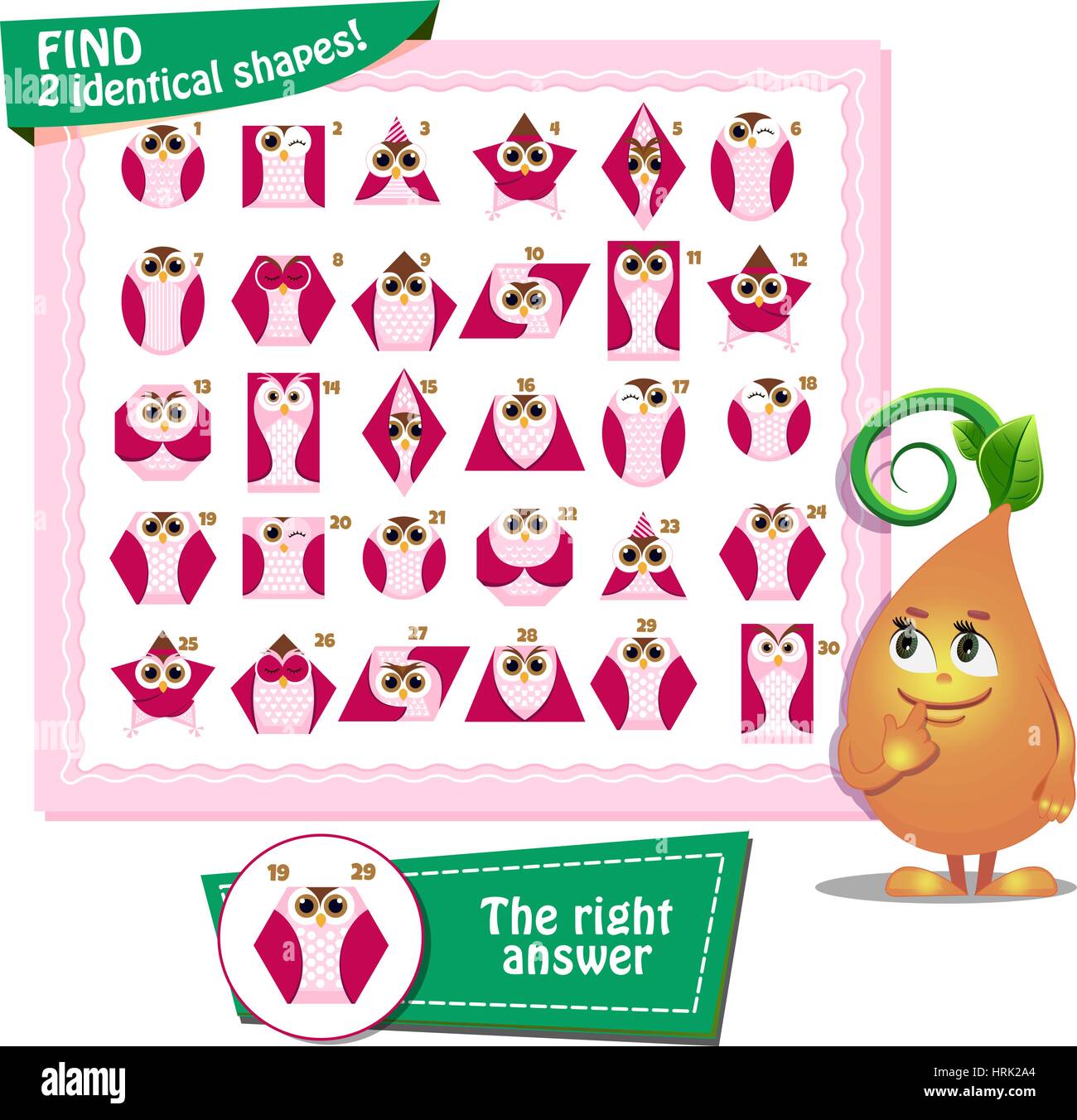 Visual Game for children. Task: 2 identical shapes! Geometric shapes in ...