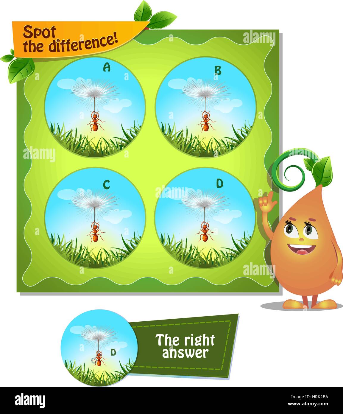 Visual Game for children. Task: Spot the difference Stock Vector Image ...