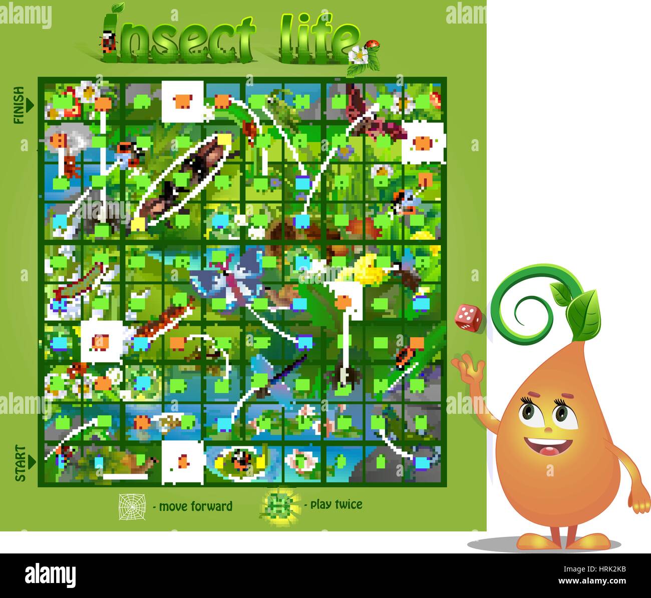 Vector illustration of board game for children. board game insect life ...