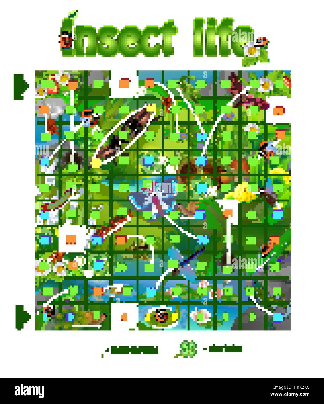 Vector illustration of board game for children. board game insect life ...