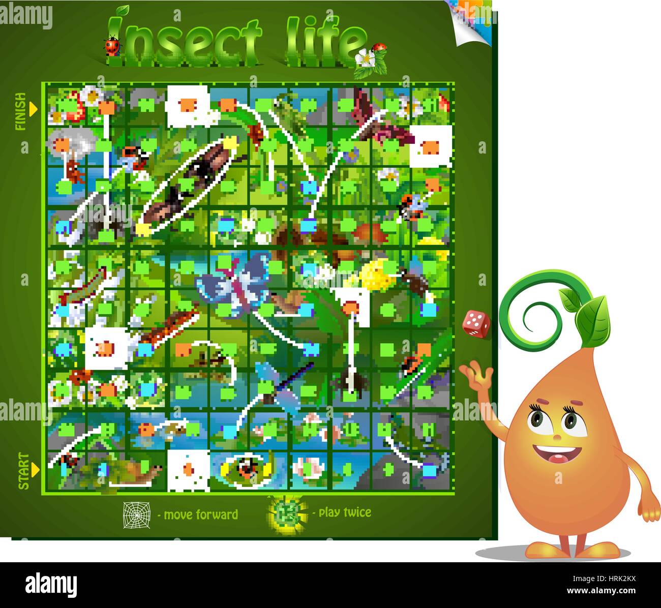 Vector illustration of board game for children. board game insect life ...