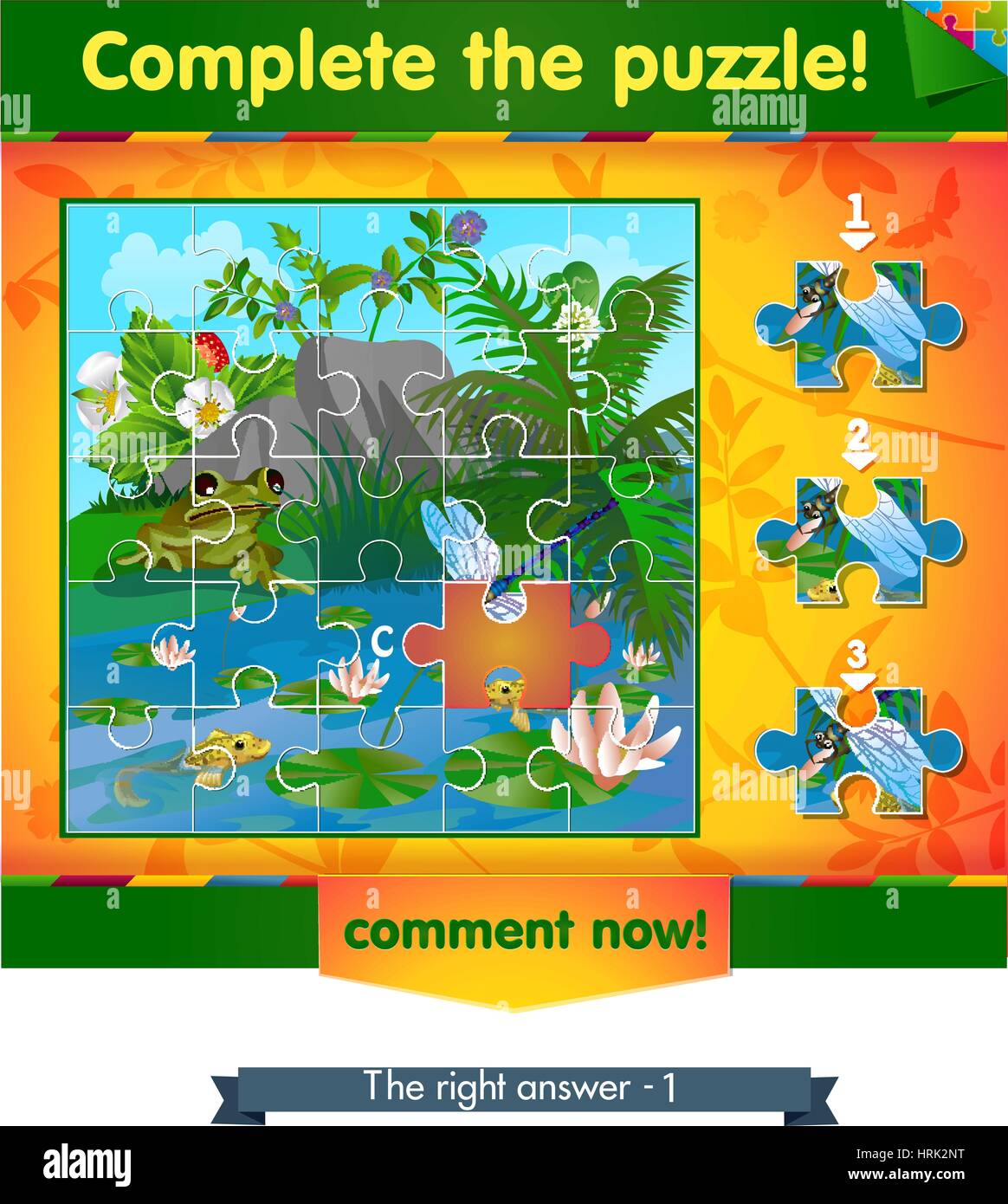 visual game for children and adults. Task complete the puzzle! Stock ...