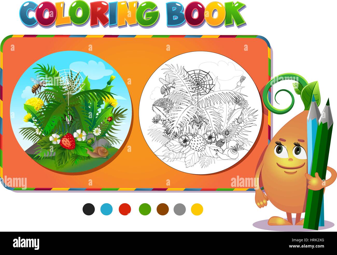 Coloring book insects in the forest glade - vector illustration Stock ...