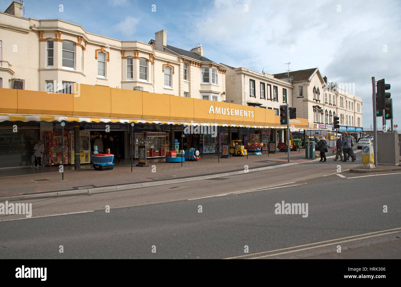 An amusement arcade in the seaside town of Dawlish South Devon England ...