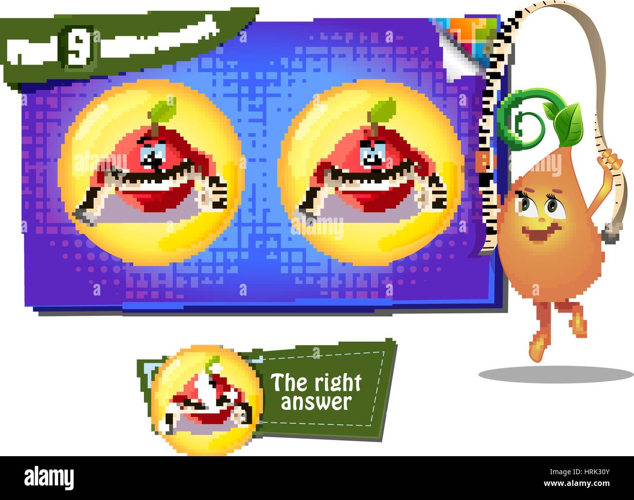 Visual Game for children. Find 9 differences the funny apple Stock ...