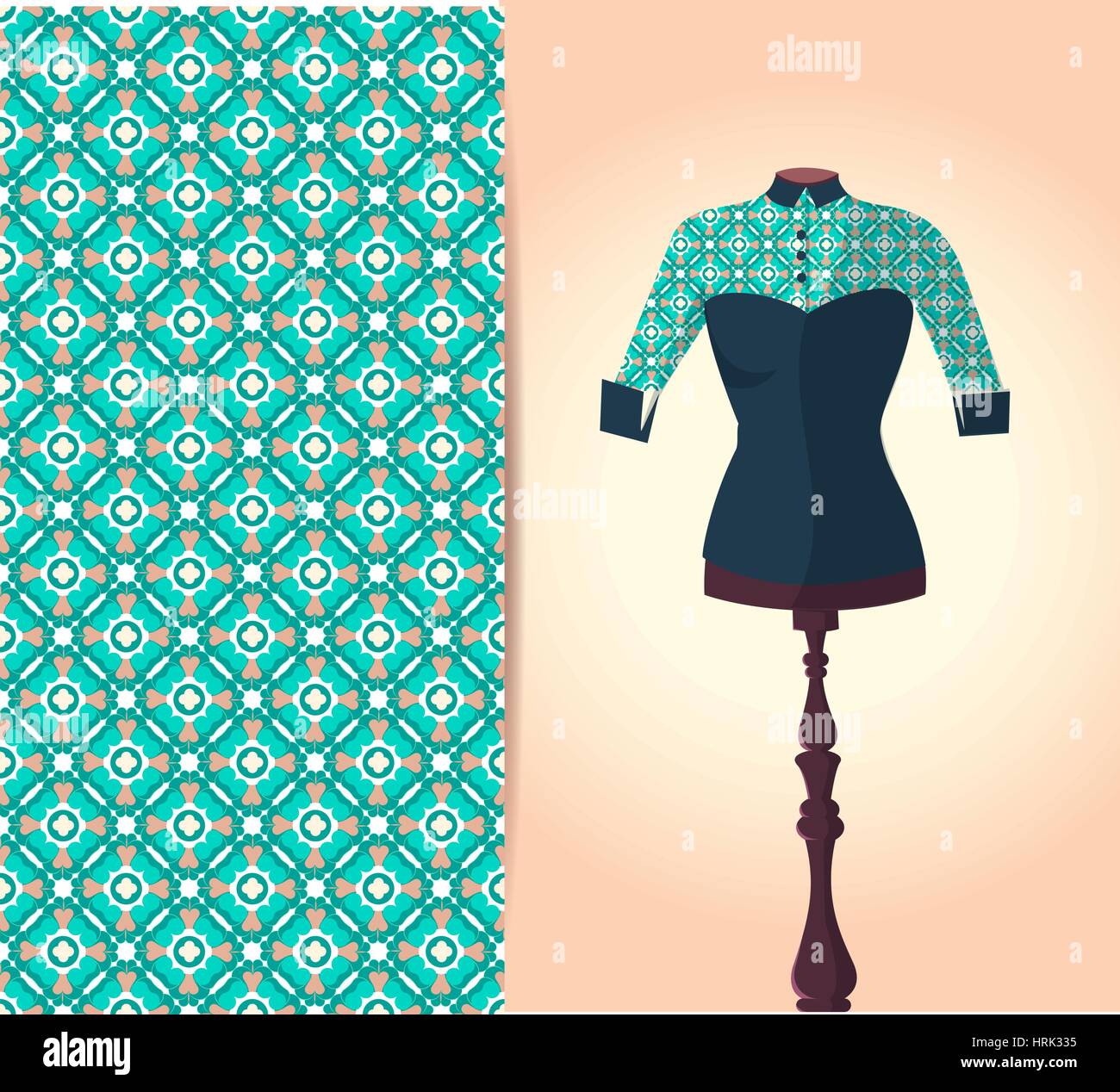 Vector fashion illustration, women's blouse on a dummy, hand drawn ...