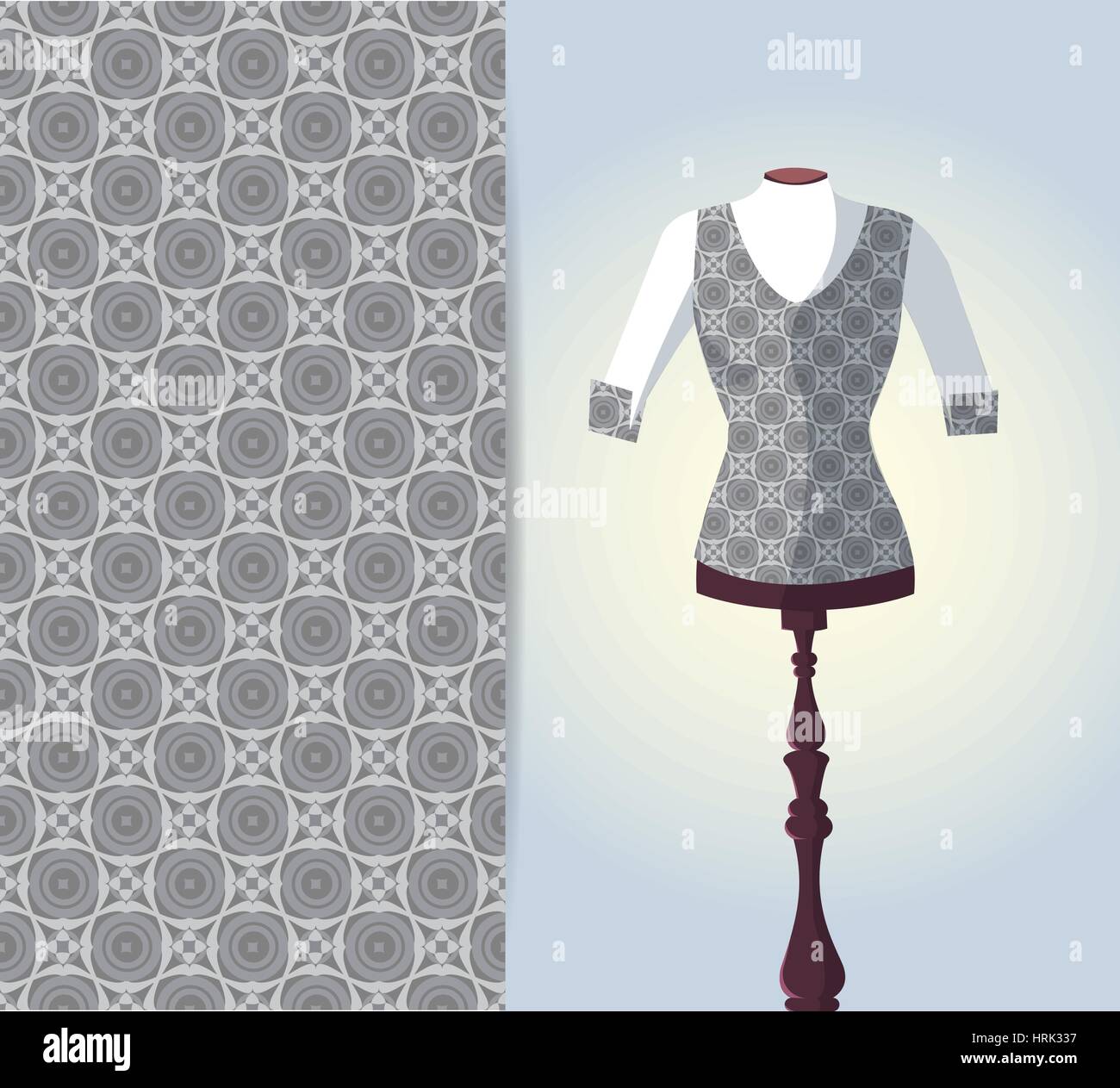 Vector fashion illustration, women's vest on a dummy, hand drawn ...