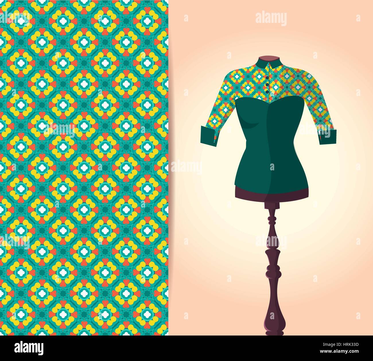 Vector fashion illustration, women's blouse on a dummy, hand drawn ...