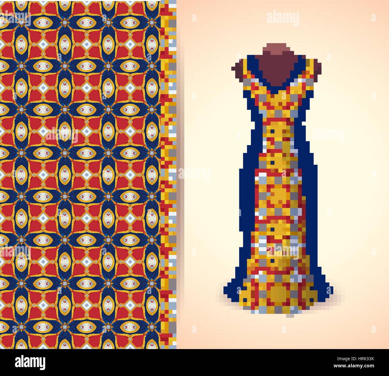 Vector fashion illustration, women's dress on a dummy. Seamless vector ...