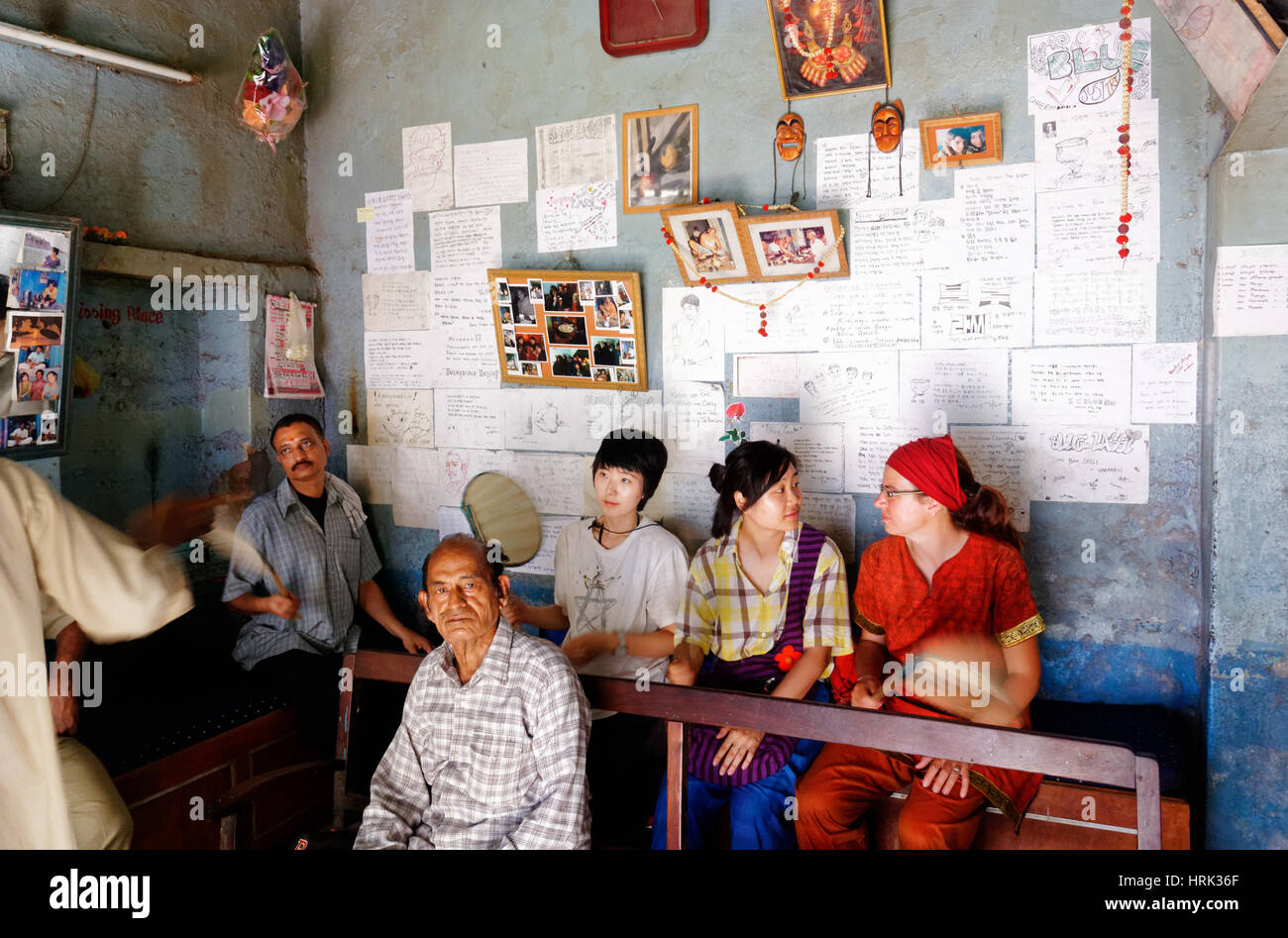 The Blue Lassi Shop, a well known lassi and ice cream shop in Varanasi ...