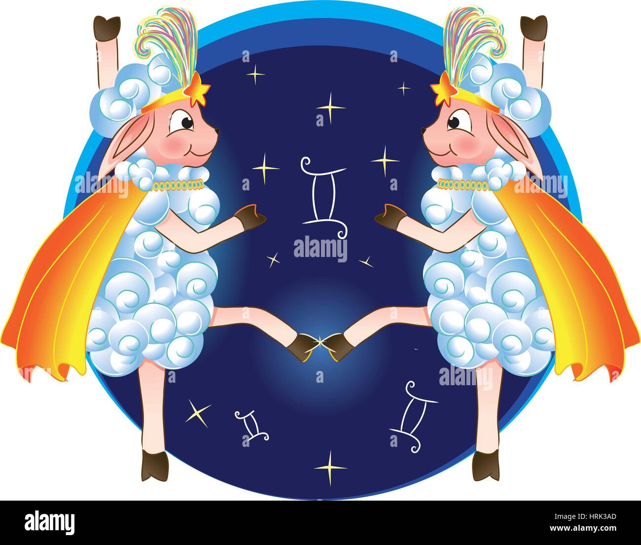 two lamb twins dancing on sky background Stock Vector Image & Art - Alamy