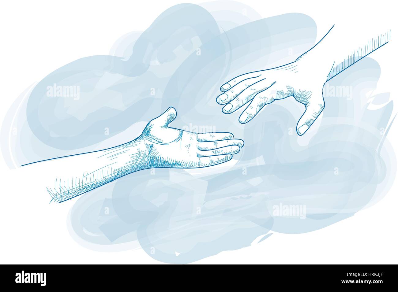 vector sketch of hands for help in blue tones Stock Vector Image & Art ...