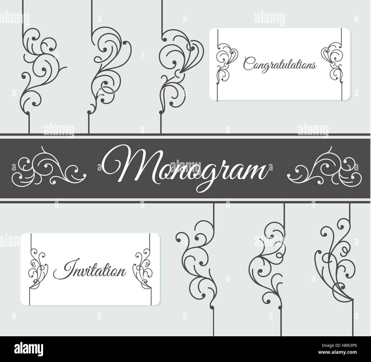 Delicate Ornaments simple and graceful monochrome monogram design ...