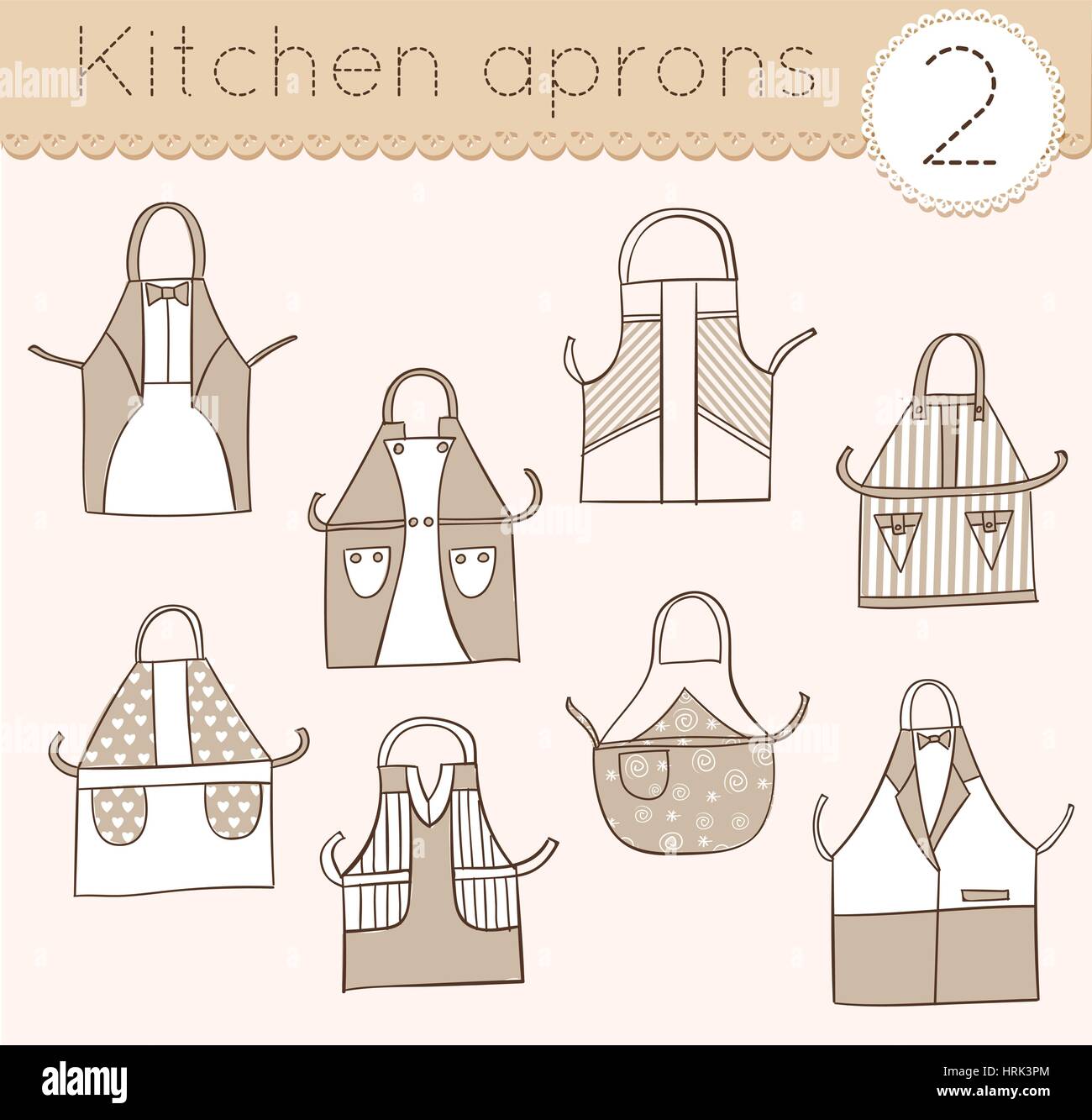 set of kitchen aprons, sketch various models Stock Vector Image & Art ...